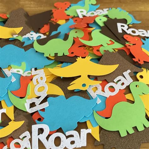 인기 판매 귀여운 포효 공룡 테마 아기 남아용 생일 파티 화려한 귀여운 색종이 장식 용품 1 팩배너 스트리머 And 컨페티 Aliexpress