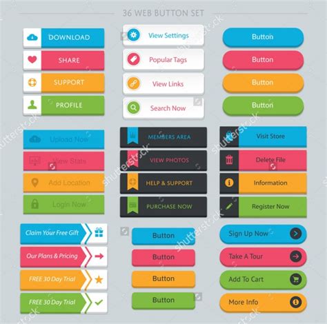 free 21 ui buttons in psd vector eps