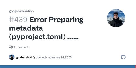 Error Preparing Metadata Pyprojecttoml During Pip Install