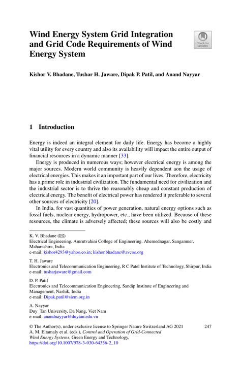 Pdf Wind Energy System Grid Integration And Grid Code Requirements Of Wind Energy System