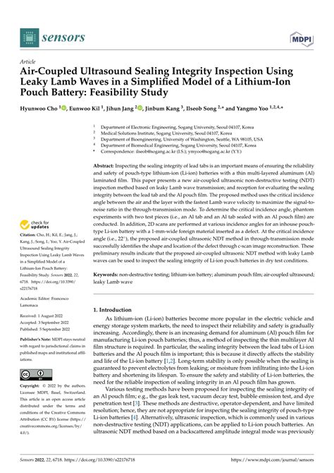 Pdf Air Coupled Ultrasound Sealing Integrity Inspection Using Leaky Lamb Waves In A Simplified