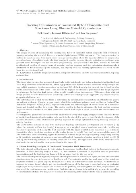 Pdf 6th World Congress On Structural And Multidisciplinary Optimization Rio De Janeiro 30 May