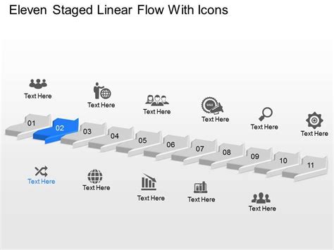 Od Eleven Staged Linear Flow With Icons Powerpoint Template PowerPoint Slide Clipart Example
