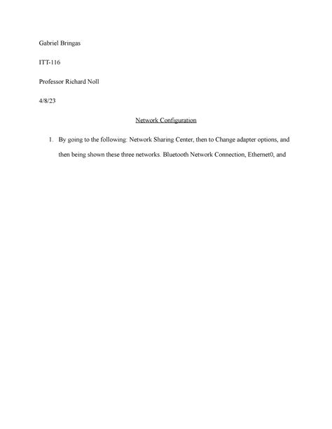 Network Configuration Bringas Gabriel Bringas Itt Professor