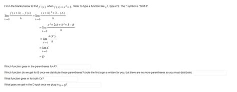 Solved Fill In The Blanks Below To Find F X When Chegg Com