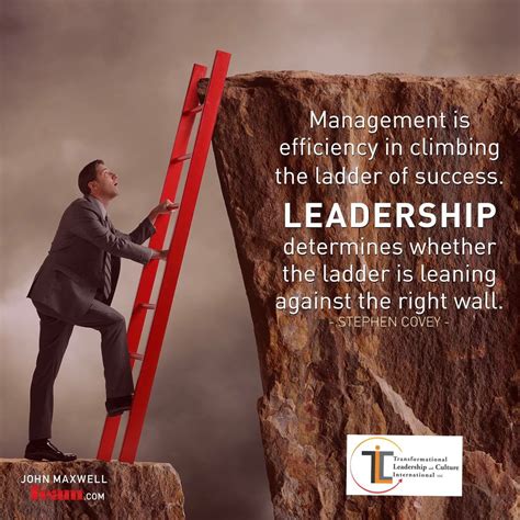 Management Is Efficiency In Climbing The Ladder Of Success Leadership Determines Whether