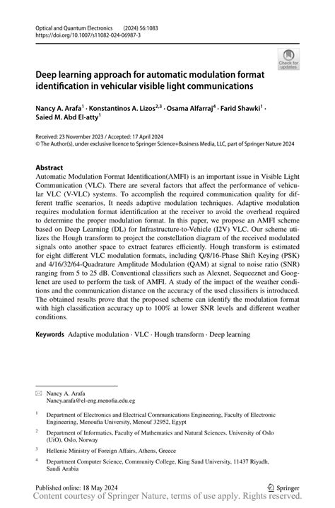 Deep Learning Approach For Automatic Modulation Format Identification