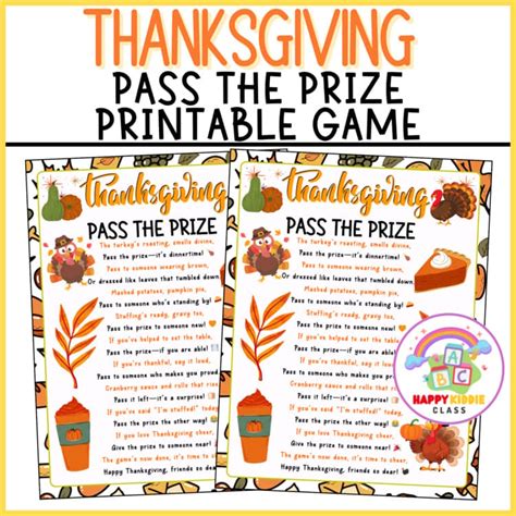 Thanksgiving Pass The Prize Game Fun Rhyming Poem Classroom Parties