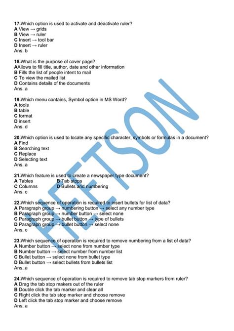 Ms Word Mcq Microsoft Office Related Question Pdf