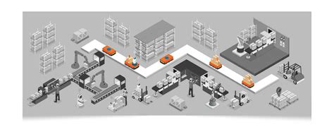 3d Isometric Automated Warehouse Robots And Smart Warehouse Technology Concept With Warehouse
