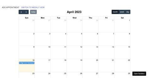Fullcalendar React Codesandbox