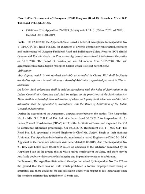 Case Brief Arbitration Statutory Interpretation Arbitration