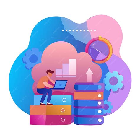 data analysis and cloud computing concept with servers and users premium ai generated vector