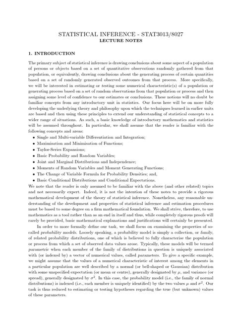 Lecture Notes1 Pdf Estimator Statistics