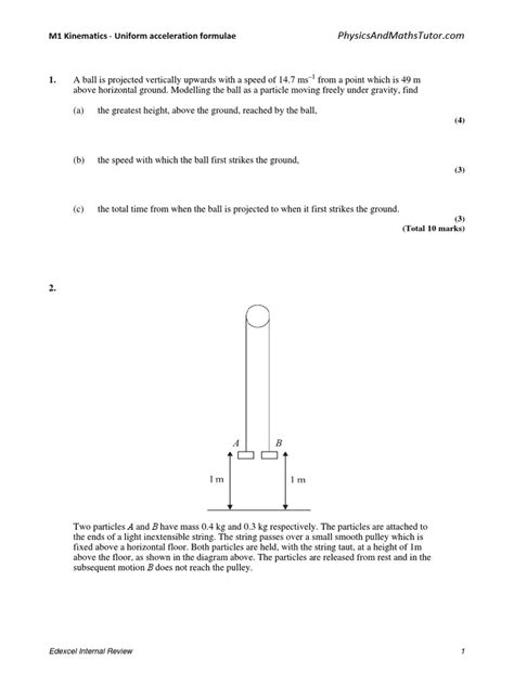M1 Kinematics Uniform Acceleration Formulae Pdf Acceleration Speed