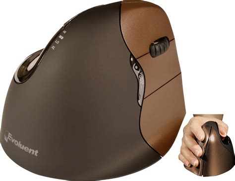 Evoluent Verticalmouse4 Vm4sw Small Wireless Ergonomic Mouse Radio Optical Brown 6 Buttons 2800