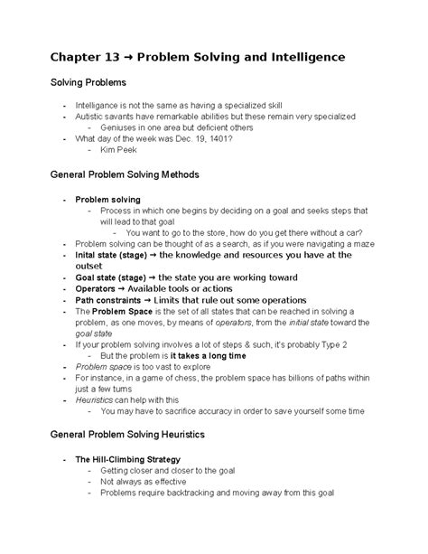 Cognitive Psychology Lecture 16 Problem Solving And Intelligence