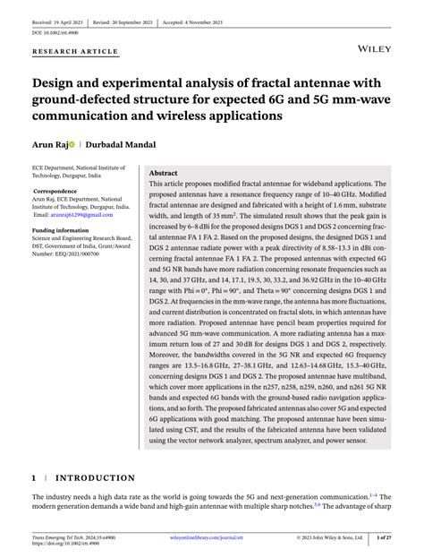 Design And Experimental Analysis Of Fractal Antennae With Ground Defected Structure For Expected