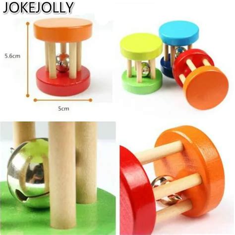 여러 가지 빛깔의 나무 아기 딸랑이 장난감 귀여운 신생아 딸랑이 핸드 벨 유아 악기 장난감 학습 교육 완구 Gyh베이비 래틀스 And 모빌 Aliexpress