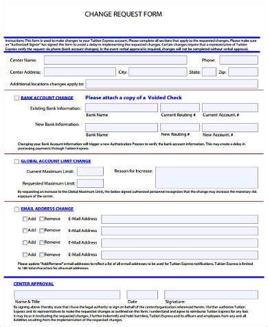 FREE Change Request Form Samples PDF MS Word Google Docs