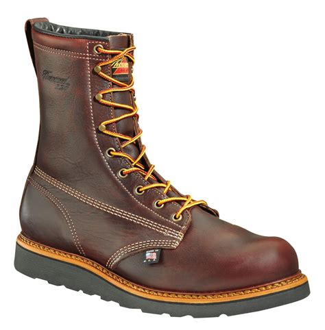 Thorogood Mens Wedges Brown Leather Non Safety Boots 8in Plain Toe