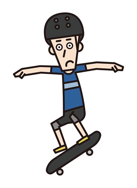 남성 스케이트보더 점프의 그림 무료 일러스트 소재집 Kukukeke