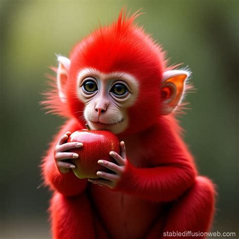 A Red Monkey With An Apple Stable Diffusion Online