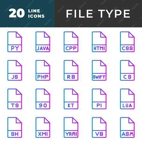 Premium Vector Set File Type Document Programming Extension Icon