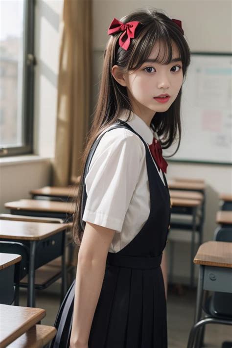 강의실에 서 있는 사람의 빨간 리본 클로즈업 Seaart Ai