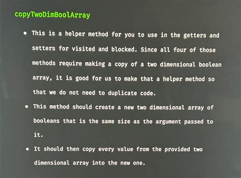 solved copytwodimboolarraythis is a helper method for you to