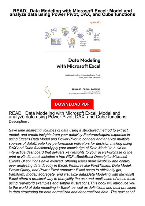 Read Data Modeling With Microsoft Excel Model And Analyze Data Using Power