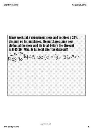 Word Problems Notes PDF Grocery Shopping Shopping