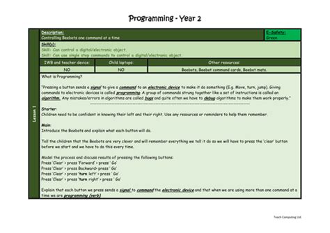 Codingprogramming Year 2 X5 Lessons Algorithms Teaching Resources