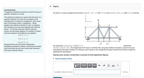 Solved Learning Goal To Apply The Method Of Sections To Chegg Com