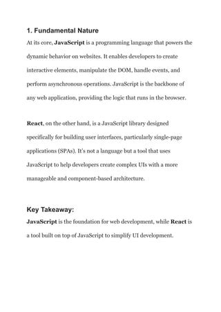 Top Differences Between React And Javascript A Detailed Comparison Pdf