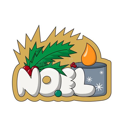 Christmas Bubble Lettering Of The Phrase Noel In Color Stock