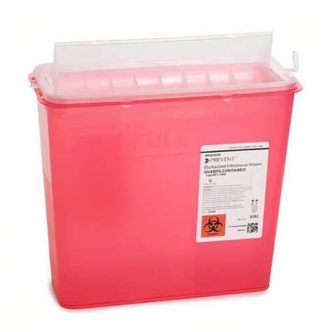 Mckesson Sharps Container Prevent Horizontal Entry Lid Red Translucent Red Base 5 Qt 10bx20