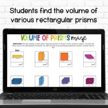 Volume Of Rectangular Prisms Digital Maze Activity By Stewart In 7th
