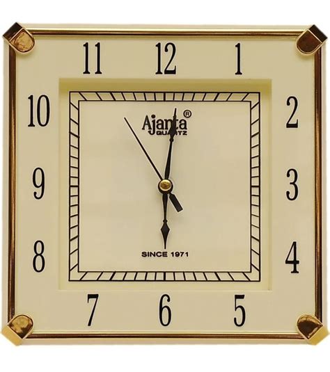 White And Golden Analog Ajanta Square Shape Wall Clock For Office Size 6 X 6 Inch At ₹ 140