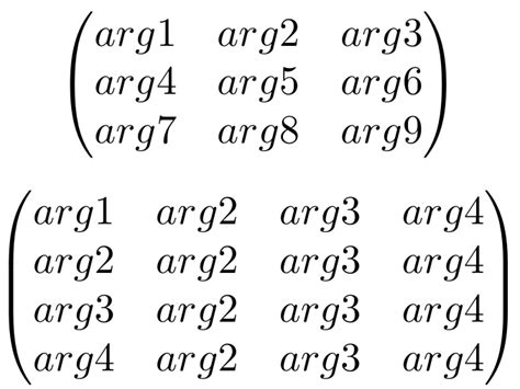 Macros About Making 4 By 4 Or Bigger Square Matrices Tex Latex