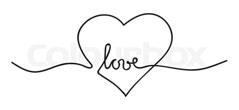 Heart Abstract Love Symbol With Handwritten Text Continuous Line Art