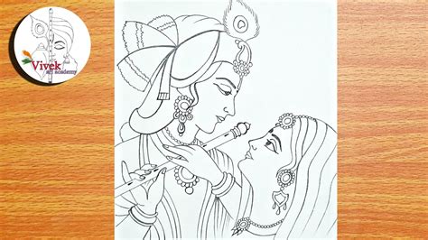 Radhakrishna Drawing Tutorial Easy Lord Radhakrishna Drawing For Beginners Vivek Art Academy