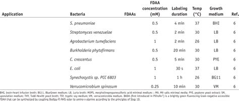 Applications And Conditions Of Fdaa Labeling In Different Bacteria