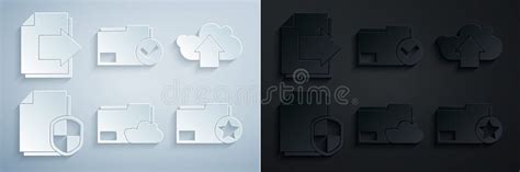 Set Cloud Storage Text Document Folder Upload Document Protection Concept With Star And