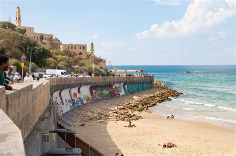 Promenade And Free Beach In The Old Town Of Yafo In Tel Aviv Yafo City Israel Editorial