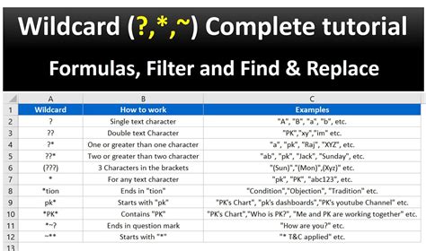 wildcard in microsoft excel pk an excel expert