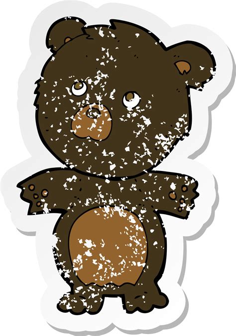 Retro Distressed Sticker Of A Cartoon Funny Teddy Bear Vector