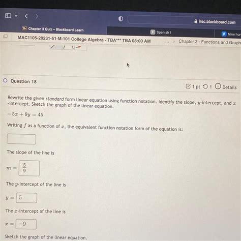 Free Rewrite The Given Standard Form Linear Equation Using Function Notation Identify The
