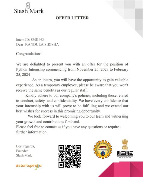 Sirisha Kandula On Linkedin Internship Pythoninternship Aicte Slashmark