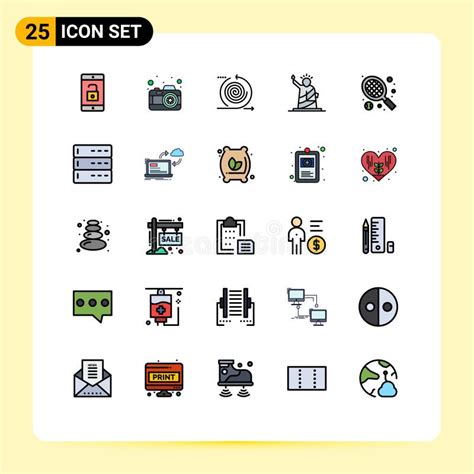 Group Of 25 Modern Filled Line Flat Colors Set For Racket Statue